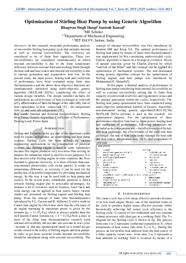 (PDF) Optimization of Stirling Heat Pump by using Genetic Algorithm