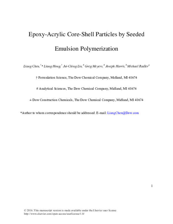(PDF) Epoxy-acrylic core-shell particles by seeded emulsion polymerization