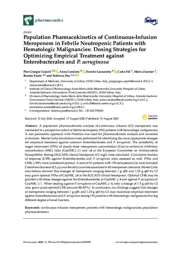 (PDF) Population Pharmacokinetics of Continuous-Infusion Meropenem in ...