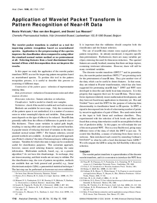 (PDF) Application of Wavelet Packet Transform in Pattern Recognition of Near-IR Data