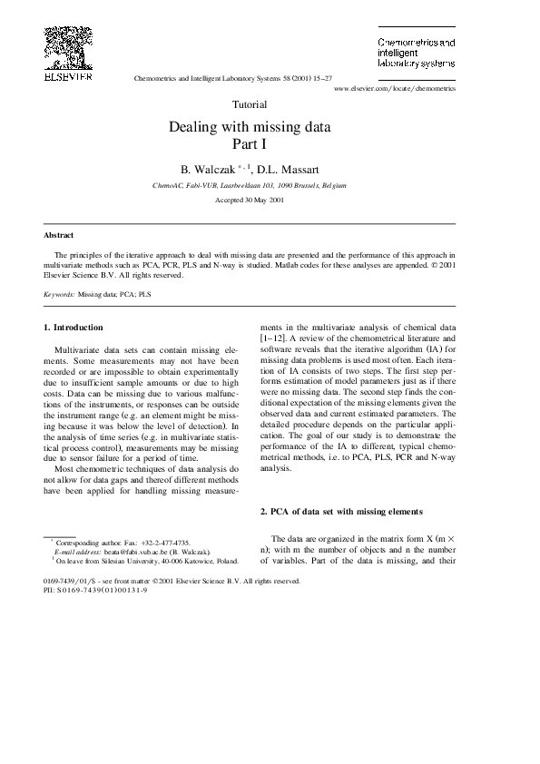 (PDF) Dealing with missing data