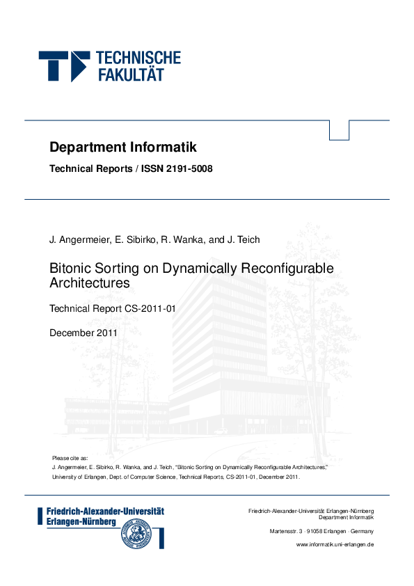 Pdf Bitonic Sorting On Dynamically Reconfigurable Architectures