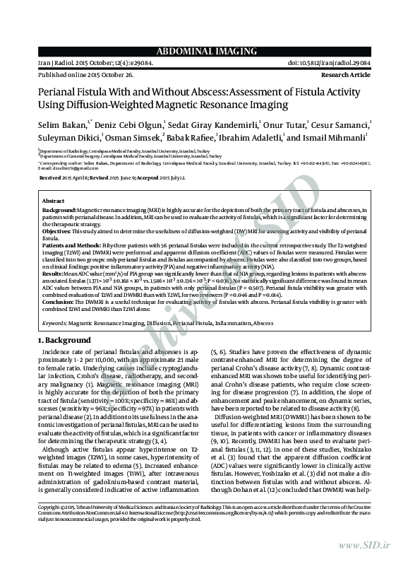(PDF) Perianal Fistula With and Without Abscess: Assessment of Fistula ...