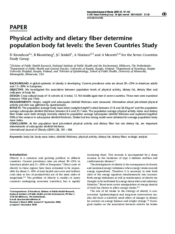 (PDF) Physical activity and dietary fiber determine population body fat ...