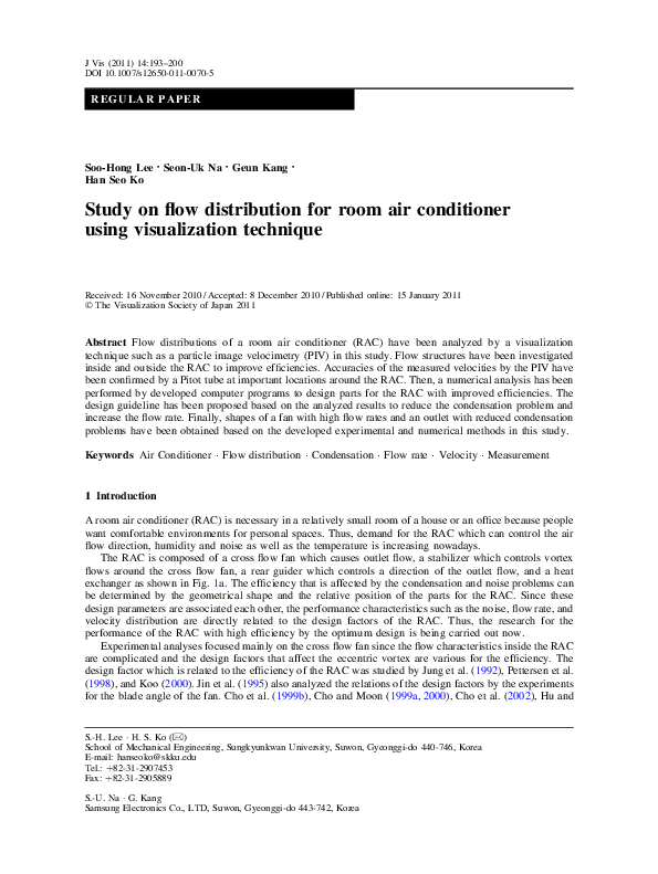 (PDF) Study on flow distribution for room air conditioner using ...