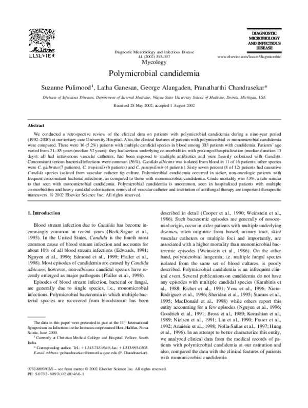 (PDF) Polymicrobial candidemia