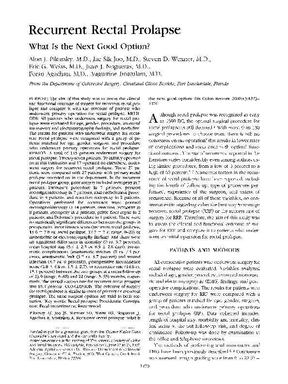 (PDF) Recurrent rectal prolapse