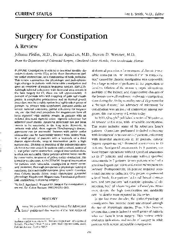 (PDF) Surgery for constipation