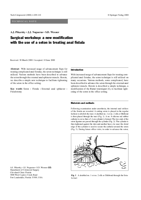 (PDF) Surgical workshop: a new modification with the use of a seton in ...