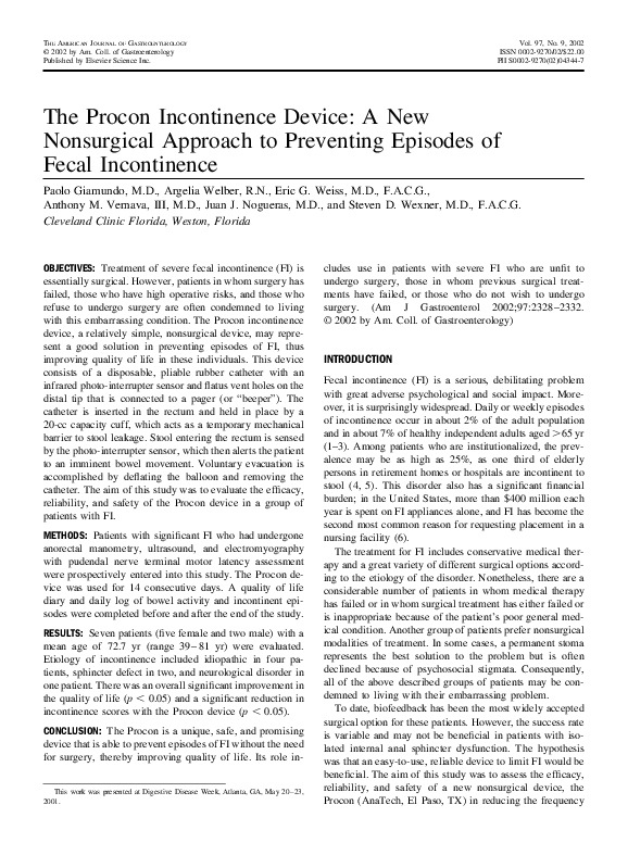 (PDF) The Procon incontinence device: a new nonsurgical approach to ...