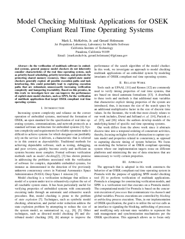 (PDF) Model Checking Multitask Applications for OSEK Compliant Real-Time Operating Systems
