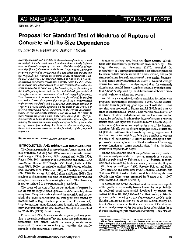 (PDF) Proposal for Standard Test of Modulus of Rupture of Concrete with ...