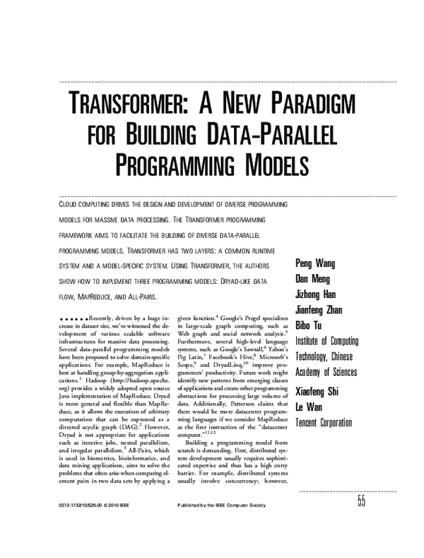 (PDF) Transformer: A New Paradigm for Building Data-Parallel Programming Models