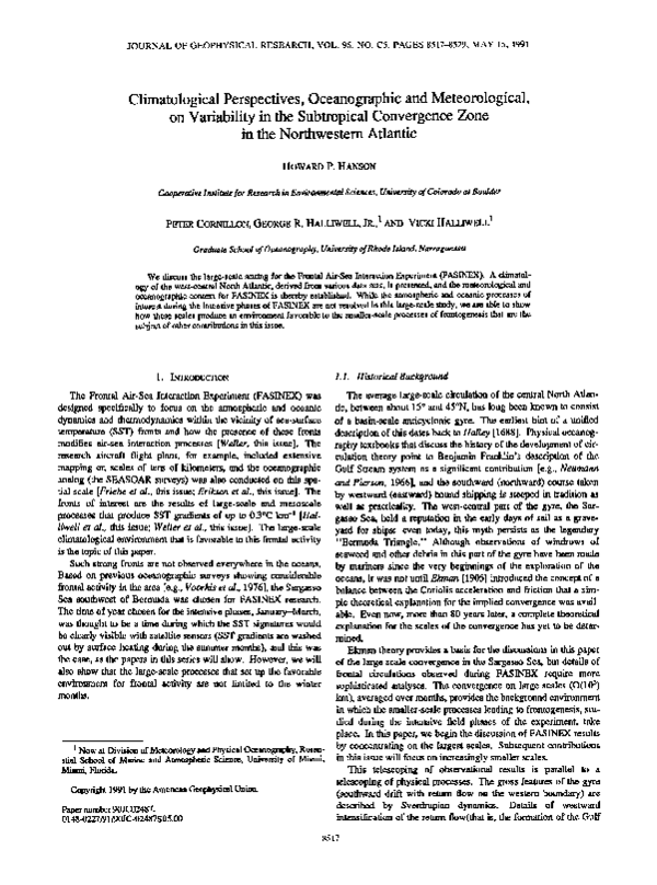 (PDF) Climatological perspectives, oceanographic and meteorological, on ...