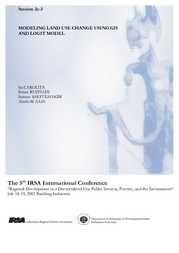 (PDF) Modeling Land Use Change Using GIS and Logit Model