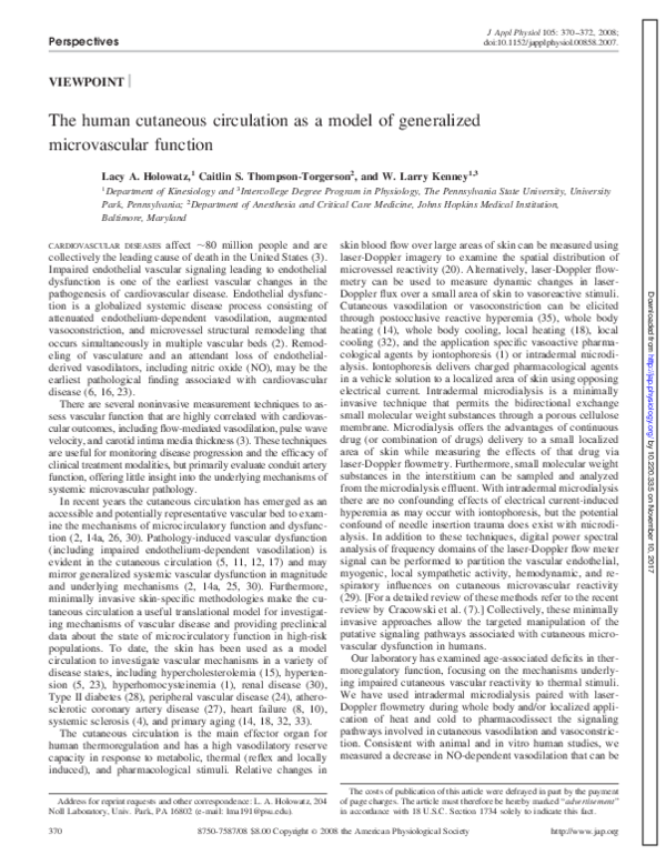 (PDF) The human cutaneous circulation as a model of generalized ...