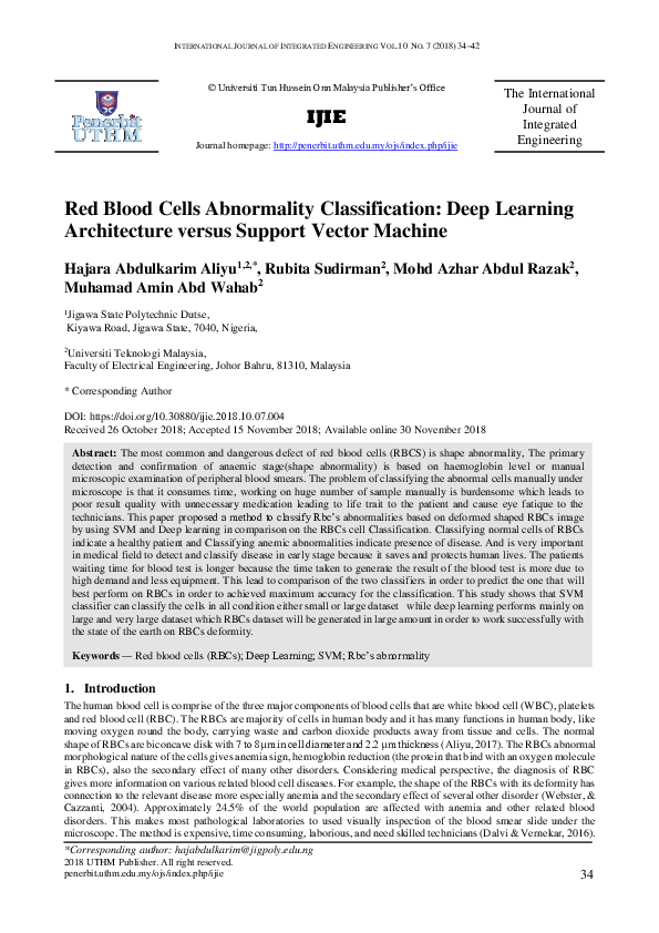 (PDF) Red Blood Cells Abnormality Classification: Deep Learning ...