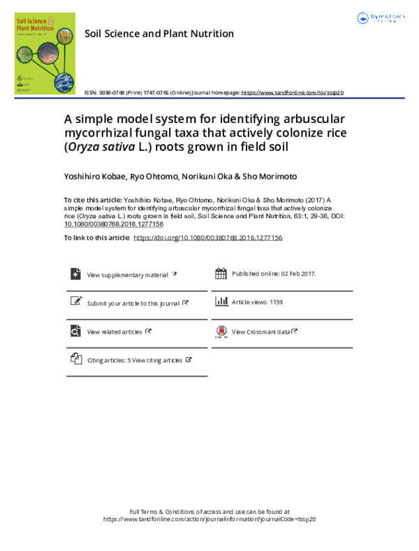 (PDF) A simple model system for identifying arbuscular mycorrhizal fungal taxa that actively ...