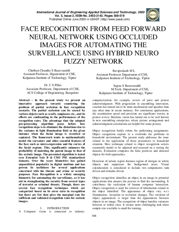 (PDF) Face Recognition from Feed Forward Neural Network Using Occluded Images for Automating the ...