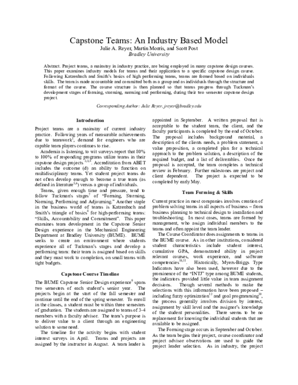 (PDF) Capstone Teams: An Industry Based Model