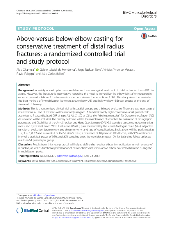 (PDF) Above-versus below-elbow casting for conservative treatment of ...