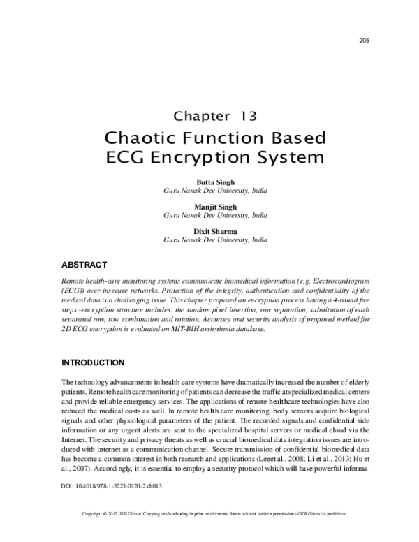 (PDF) Chaotic Function Based ECG Encryption System