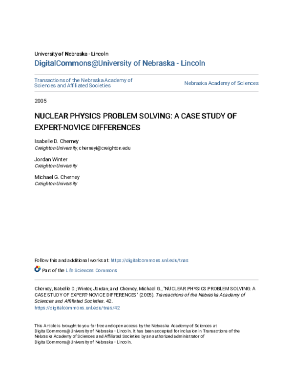 (PDF) Nuclear physics problem solving: A case study of expert-novice ...