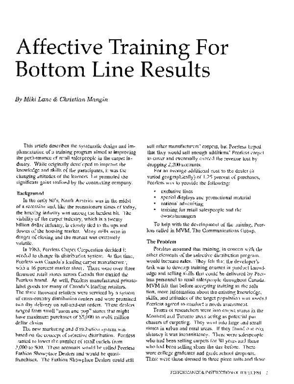 (PDF) Affective training for bottom line results
