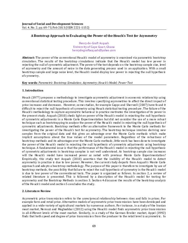 (PDF) A Bootstrap Approach to Evaluating the Power of the Houckâ€™s ...