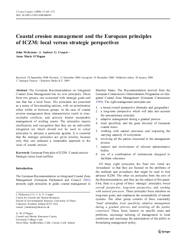 (PDF) Coastal erosion management and the European principles of ICZM ...