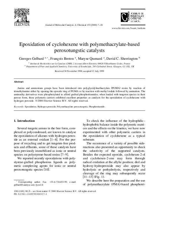 (PDF) Epoxidation of cyclohexene with polymethacrylate-based ...