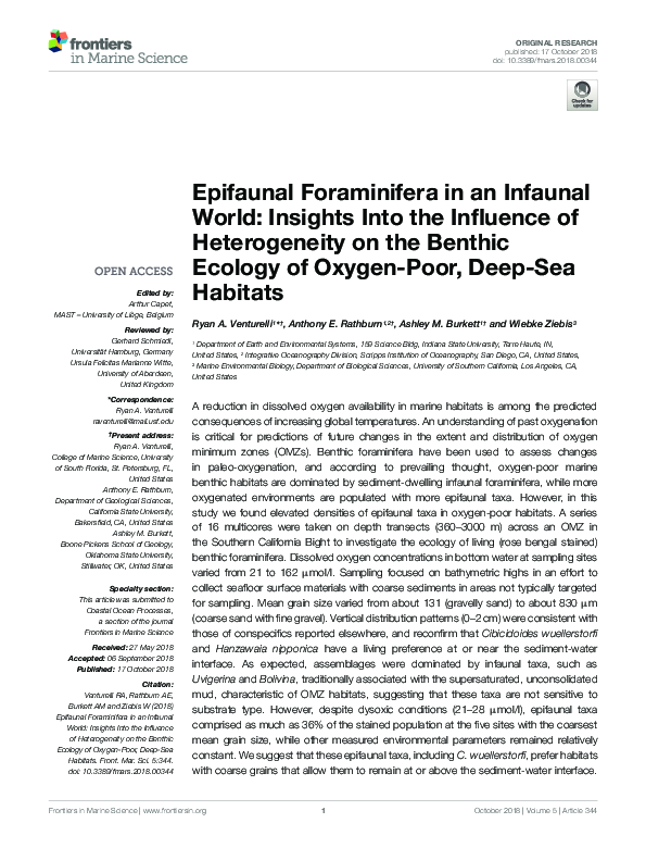 (PDF) Epifaunal Foraminifera in an Infaunal World: Insights Into the ...