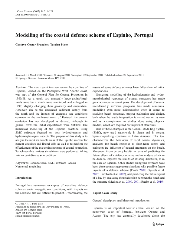 (PDF) Coastal Defense Modeling of Espinho, Portugal