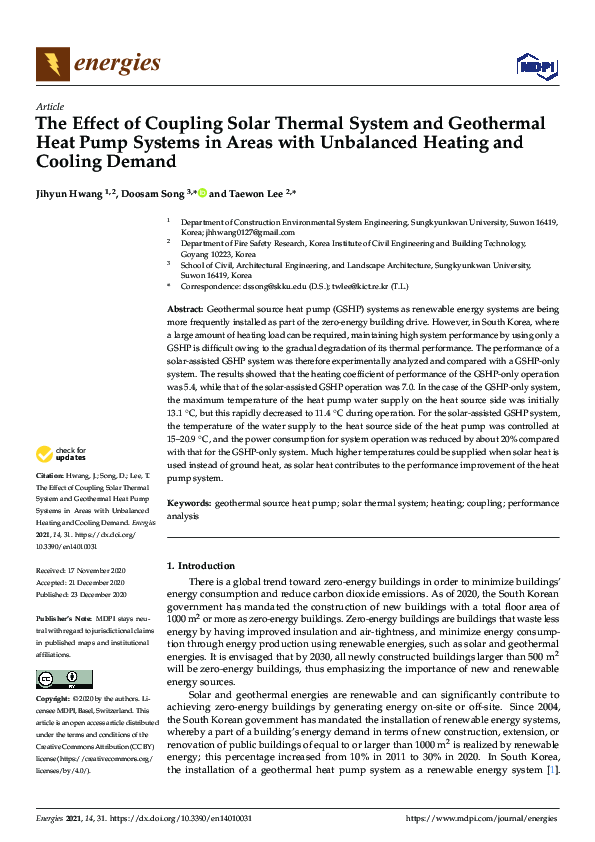 (PDF) The Effect of Coupling Solar Thermal System and Geothermal Heat ...