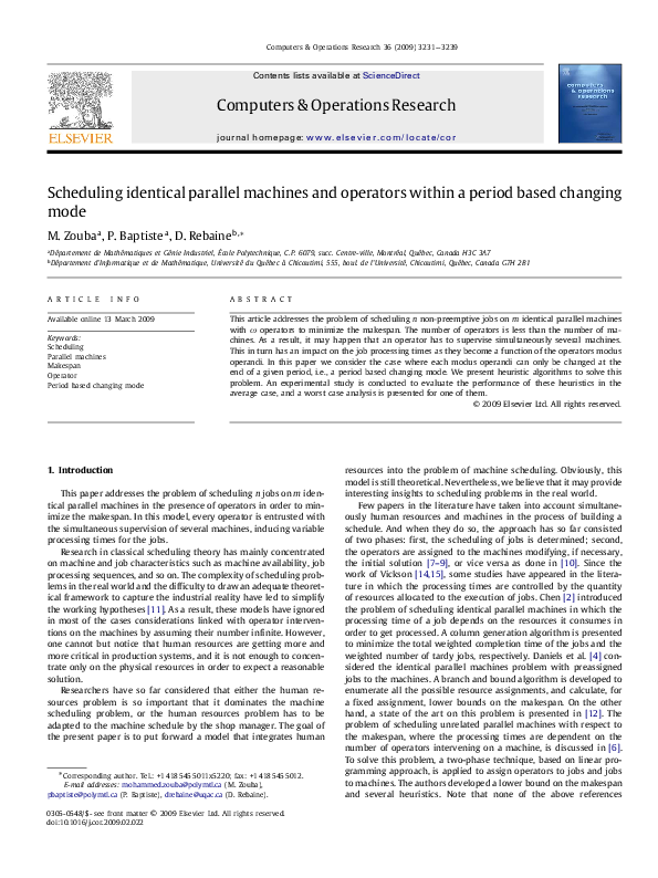 (PDF) Scheduling identical parallel machines and operators within a period based changing mode