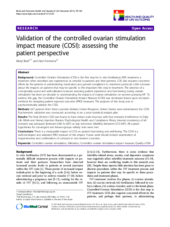 (PDF) Validation of the controlled ovarian stimulation impact measure ...