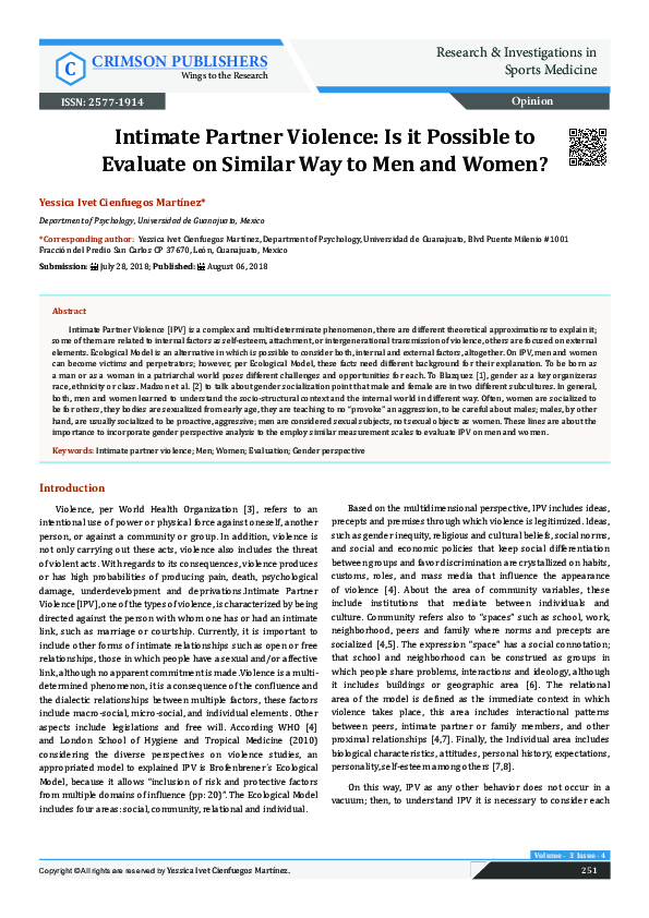 (PDF) Intimate Partner Violence: Is it Possible to Evaluate on Similar ...