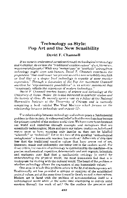 (PDF) Technology as Style: Pop Art and the New Sensibility | David ...