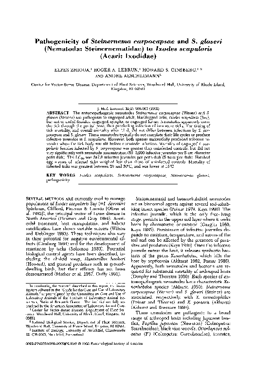 (PDF) Pathogenicity of Steinernema carpocapsae and S. glaseri (Nematoda ...
