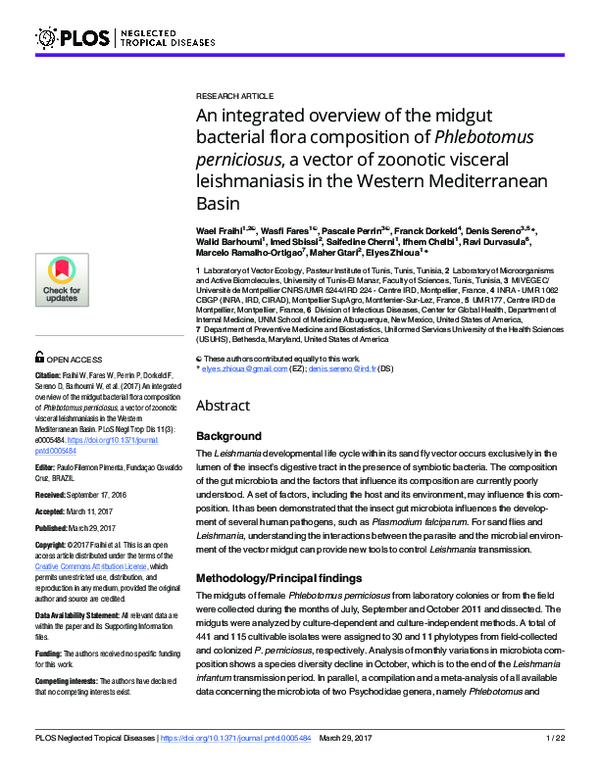 (PDF) An integrated overview of the midgut bacterial flora composition of Phlebotomus ...