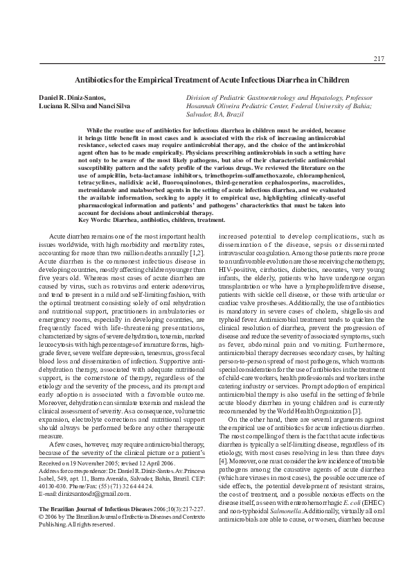 (PDF) Antibiotics for the empirical treatment of acute infectious ...