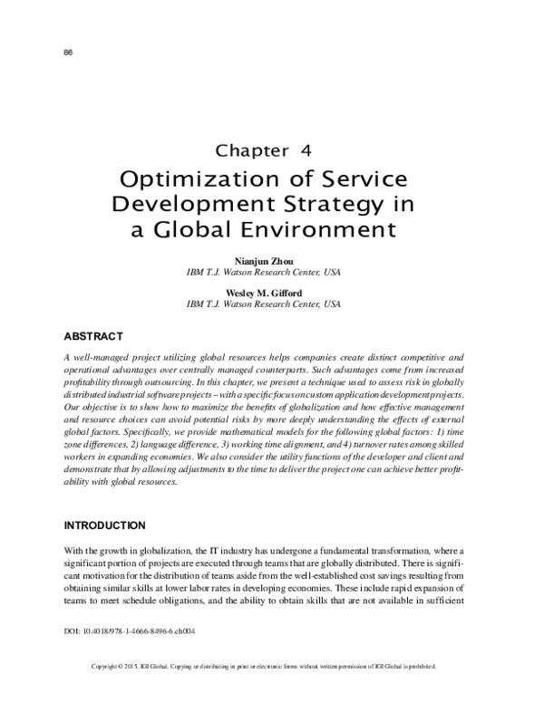(PDF) Optimization of Service Development Strategy in a Global Environment