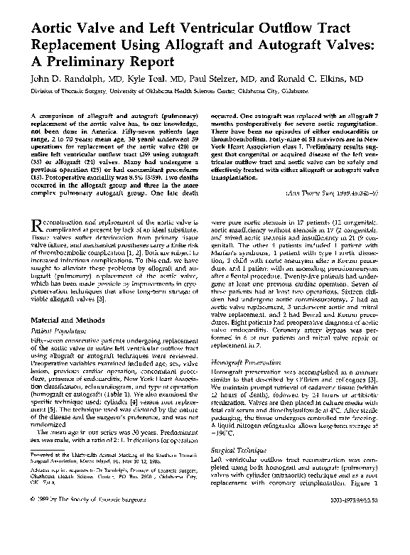 (PDF) Aortic Valve and Left Ventricular Outflow Tract Replacement Using ...