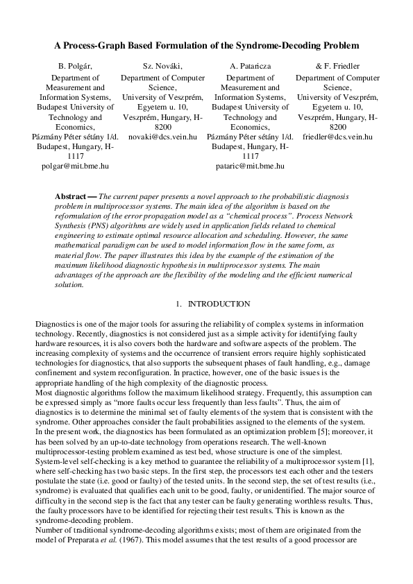 (PDF) A Process-Graph Based Formulation of the Syndrome-Decoding Problem