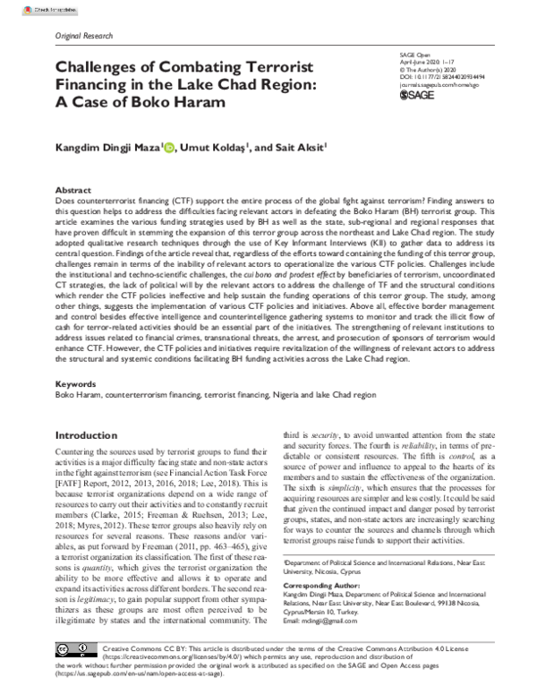(PDF) Challenges of Combating Terrorist Financing in the Lake Chad ...