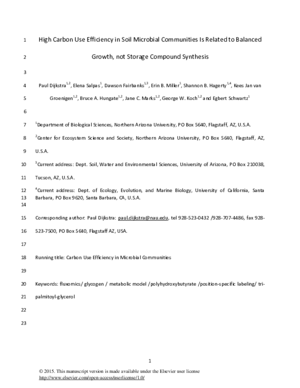 (PDF) High carbon use efficiency in soil microbial communities is ...