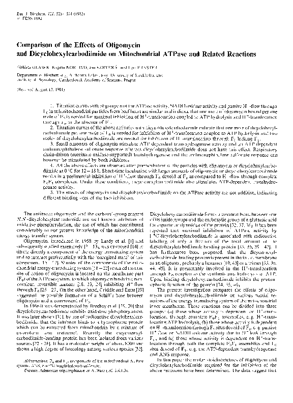 (PDF) Comparison of the Effects of Oligomycin and ...