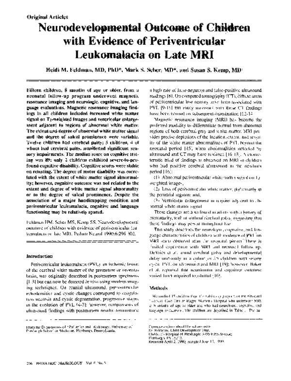 (PDF) Neurodevelopmental outcome of children with evidence of ...