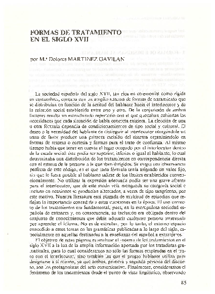 (PDF) Formas de tratamiento en el siglo XVIII