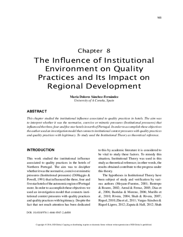 (PDF) The Influence of Institutional Environment on Quality Practices ...